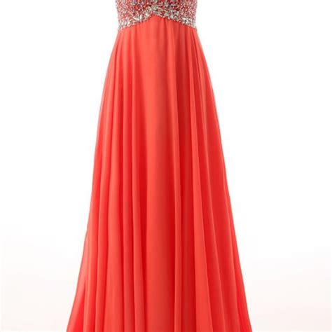 One Shoulder Floor Length Chiffon A Line Prom Dress Featuring Beaded