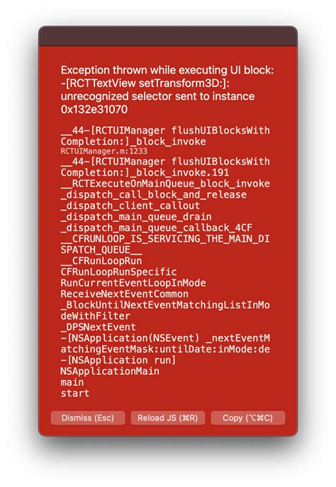 applying transform on text throws exception thrown while executing ui