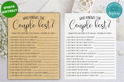 Editable Who Knows The Couple Best Bridal Shower Games Diy Bobotemp