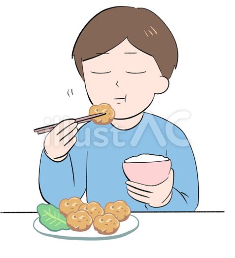 黙って静かに食べる男性イラスト No 22090559｜無料イラスト・フリー素材なら「イラストac」