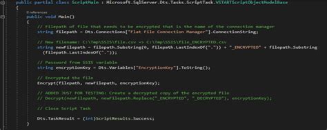 encrypt and decrypt a csv file with ssis