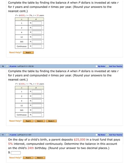 solved complete the table by finding the balance a when p