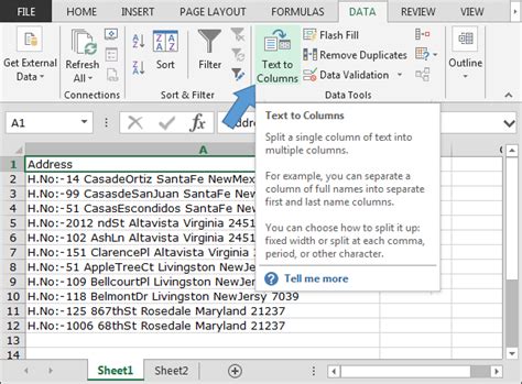 splitting a full address into three or more separate cells in microsoft