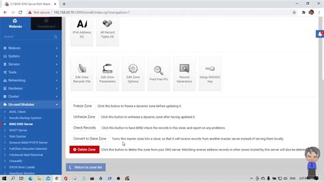 webmin setting 3 dns server youtube