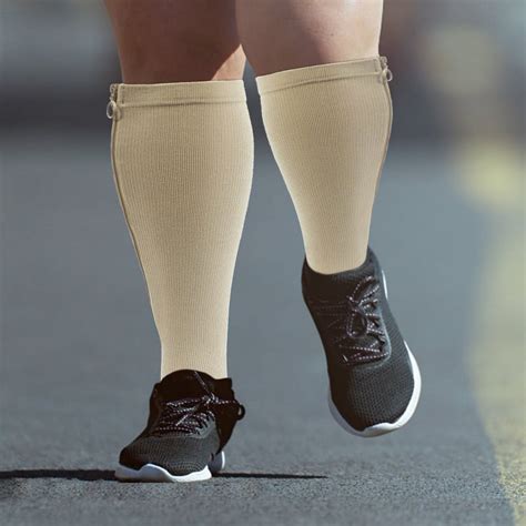 Plus Size Zipper Compression Socks 20 30 Mmhg For Men And Women Wide