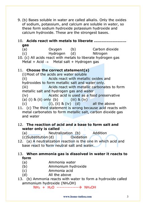 Printable Worksheets For Worksheet For Class 7 Science Chapter 5 Acids