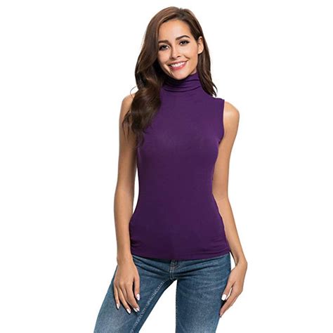 Sleeveless Turtlenecks For Women Sexy Top Basic Stretch Fitted Pullover