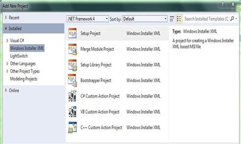 getting started with wix windows installer xml in vs2012