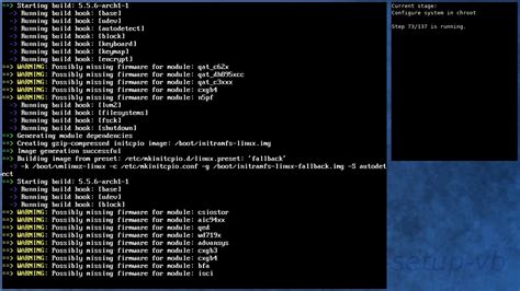 arch linux installation recording to kernel 5 5 7 arch1 1 testing