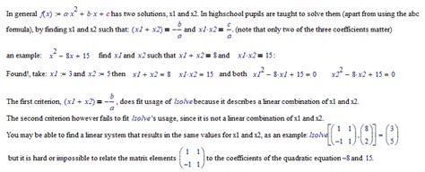 solved quadratic equation and a lsolve function ptc community