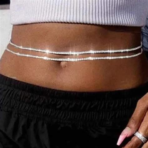 Stonefans Decor Layered Waist Chain Jewelry Crystal Rhinestone Y2k For