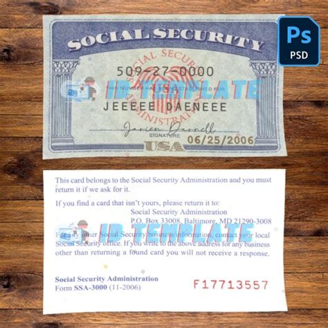 Usa Ssn Card Psd Templates Driving License Template