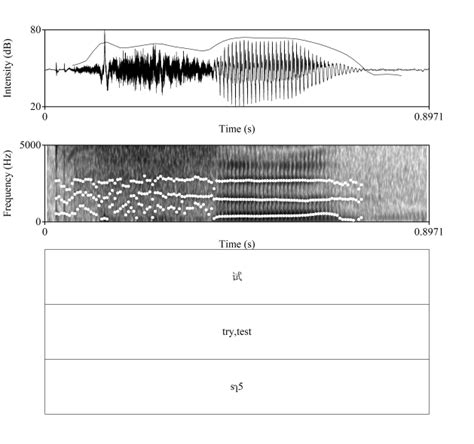 The Spectrograms Formants Waveforms And Intensity Contours Of The