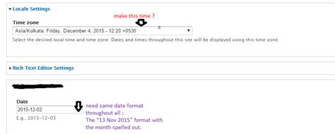 users how to set default time zone and date format drupal answers