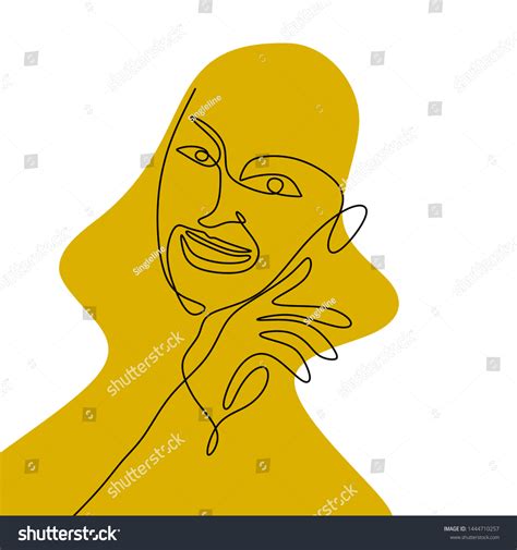 Abstract Face One Line Drawing Portrait Stock Vector Royalty Free