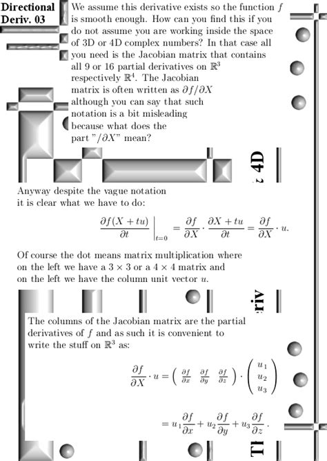 The Directional Derivative For 3d And 4d Complex Numbers