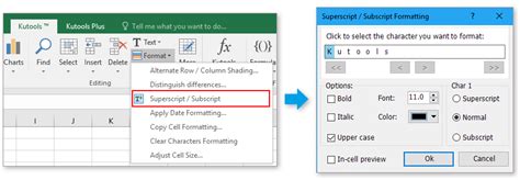 quickly format text or characters as superscript or subscript in excel
