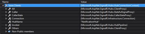 c signalr hub clients not resolving correctly outside signalr