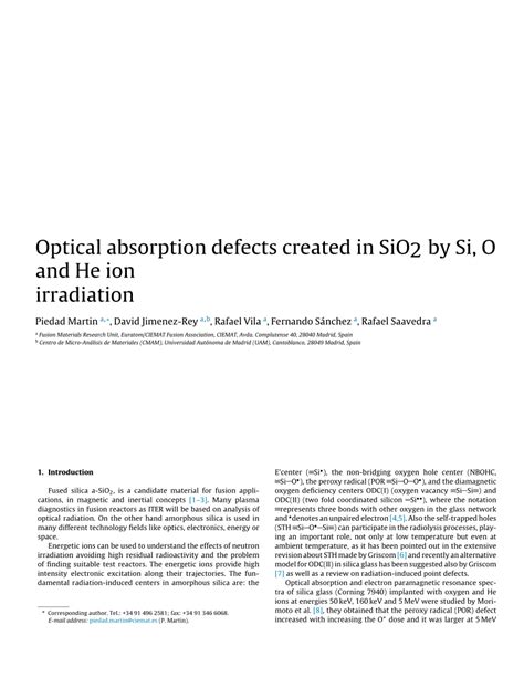 pdf optical absorption defects created in sio2 by si o and he ion