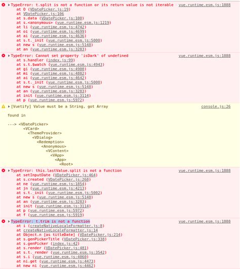 vue js vuetify date picker not working on the production