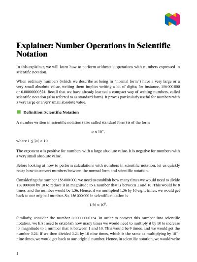lesson number operations in scientific notation nagwa