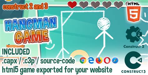 hangman game html5 construct 2 and 3 game with source code premium nulled