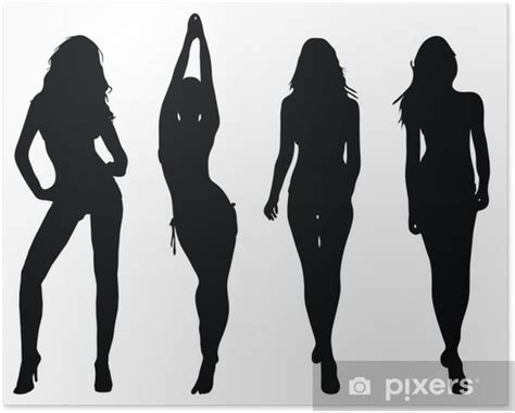 Poster Silhouettes De Belles Filles 2 Illustration Vectorielle Pixers Fr