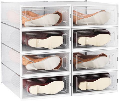Waytrim Stackable Boots Storage Box 8 Pack Foldable Boots Box Organizer