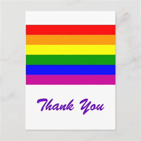 Thank You Gay Rainbow Wedding Postcard Zazzle