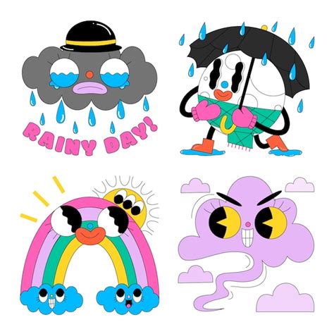 Free Vector Acid Sticker Set