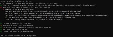 flutter using flutter doctor once more a refresher