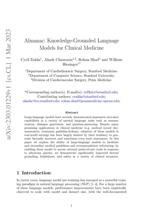 Almanac Knowledge Grounded Language Models For Clinical Medicine Deepai