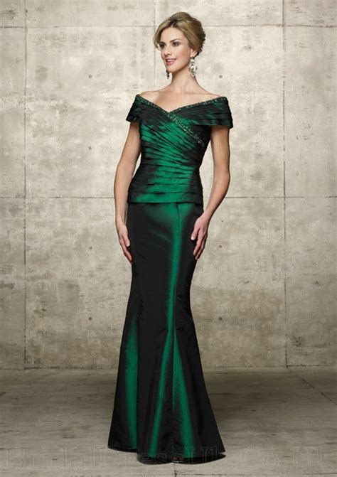 Dark Green Satin Mother Of Bride Outfit Mermaid Evening Dresses