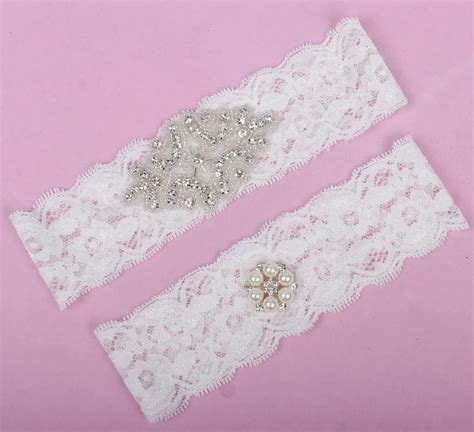 1 Pair Cute Sexy Lace Wedding Leg Garter Toss Garter White Stretch Lace