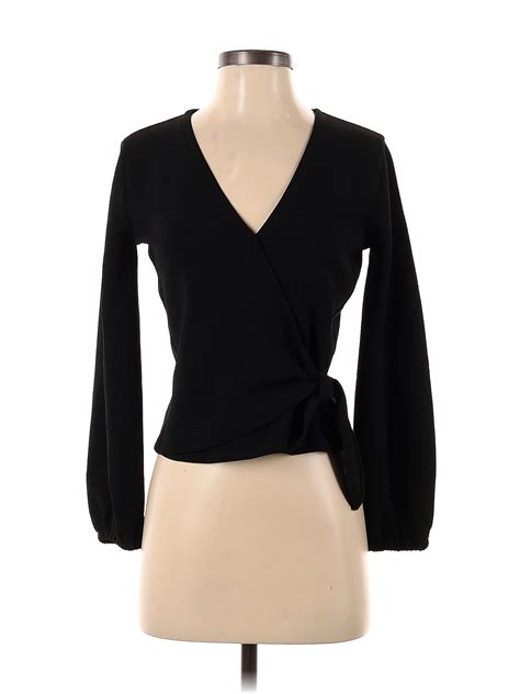 Texture And Thread Madewell Solid Black Long Sleeve Blouse Size Xs 65