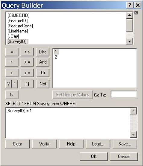example of arcgis query builder dialog box with query syntax