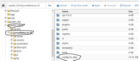 how to find confiq in cpanel after upgrading ojs software support