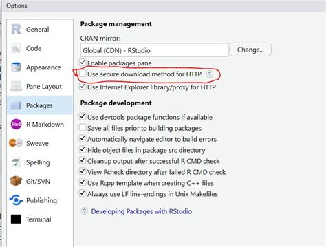 install packages unable to access index for repository try disabling