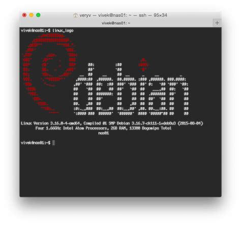display linux or unix logo with hardware info using screenfetch linux