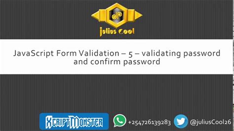 javascript form validation 5 validating password and confirm password