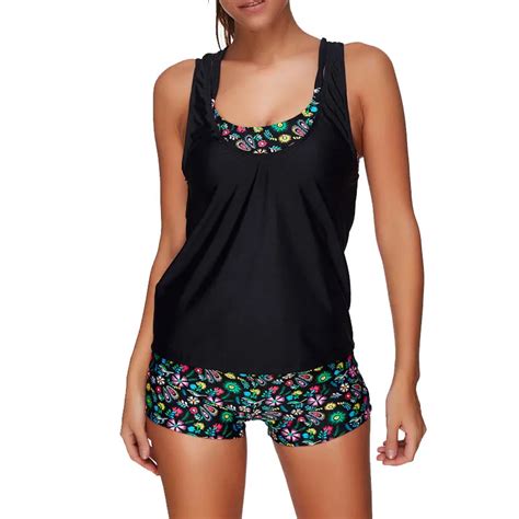 2018 Sexy Women Swimwear 3 Pieces Tankini With Shorts Sporty Bathing