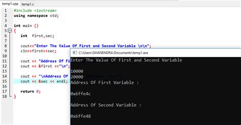 c program to find the address of variable