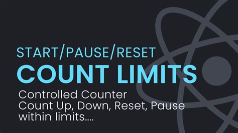 react counter with upper lower limits pause reset controls set clear