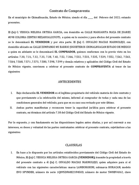 Contrato De Compraventa Pdf Derecho Contractual Conceptos Legales