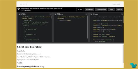 quench vue client side hydration of pre rendered vue js apps vue js