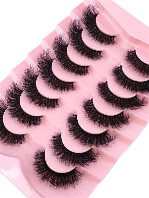 7 Pares Paquete De Pestañas Postizas Voluminosas De Visón Con Look De
