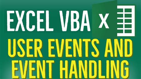 excel vba tutorial for beginners 60 user events and event handling in