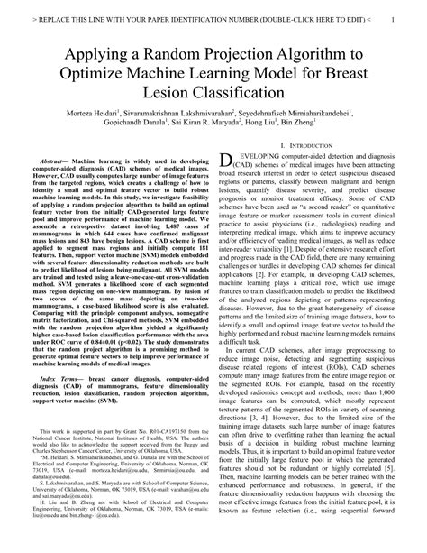 Applying A Random Projection Algorithm To Optimize Machine Learning