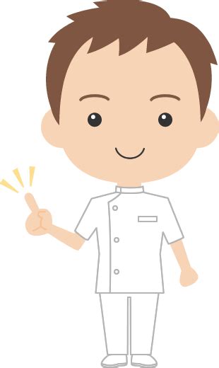 [医師 鍼灸・整体師のイラスト]指差しポーズをする白衣の男性 無料フリーイラスト素材集【frame Illust】