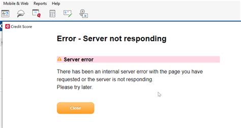 credit score error server not responding — quicken
